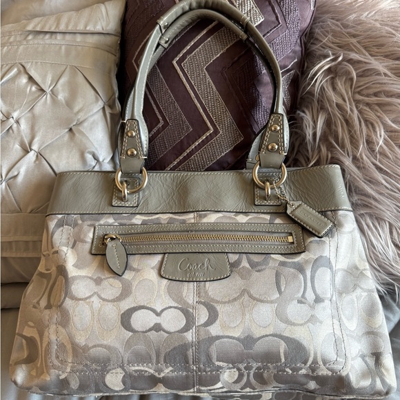 Coach | Bags | Coach Gray Signature Monogram Handbag Purse | Poshmark